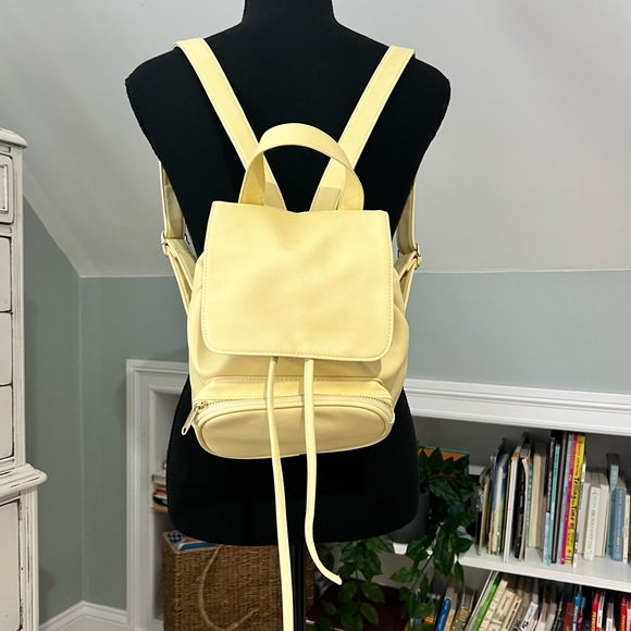 Bags | Soft Faux Leather Yellow Backpack Bag Handbag Purse Bucket Bag ...